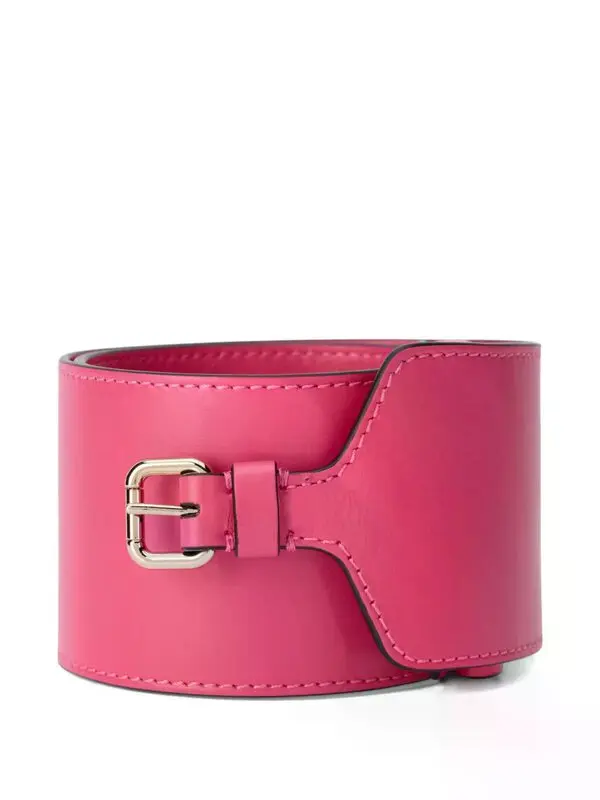 Red Valentino Topstitched Buckle Belt - Pink