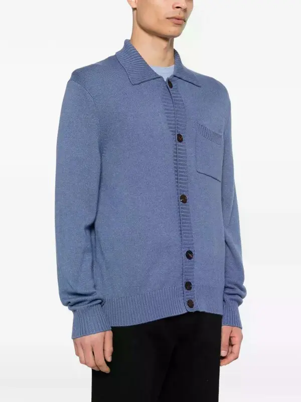 Eric Bompard Ribbed Button-fastening Cardigan - Blue