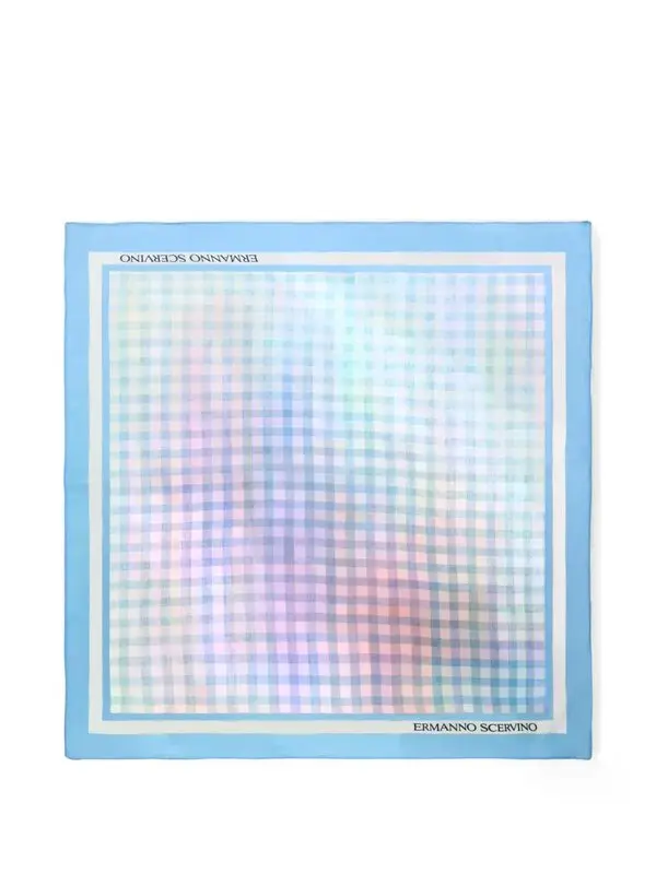 Ermanno Scervino Vichy Print Square Silk Stole - Blue