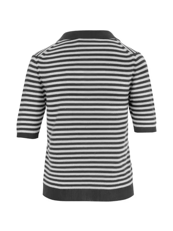 Bruno Manetti Striped-pattern Collared T-shirt