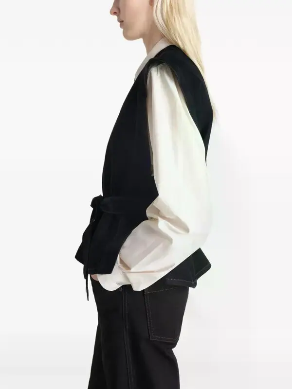LEMAIRE V-neck Top - Black
