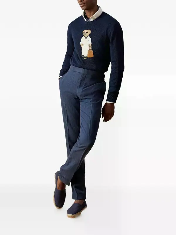 Ralph Lauren Purple Label Bear-appliqué Crew-neck Sweater