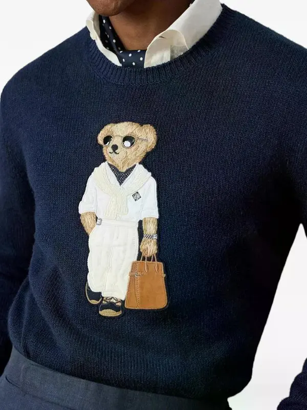 Ralph Lauren Purple Label Bear-appliqué Crew-neck Sweater