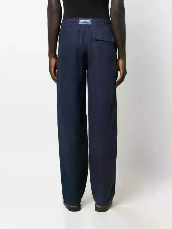Vilebrequin Drawstring Straight-leg Linen Trousers - Blue