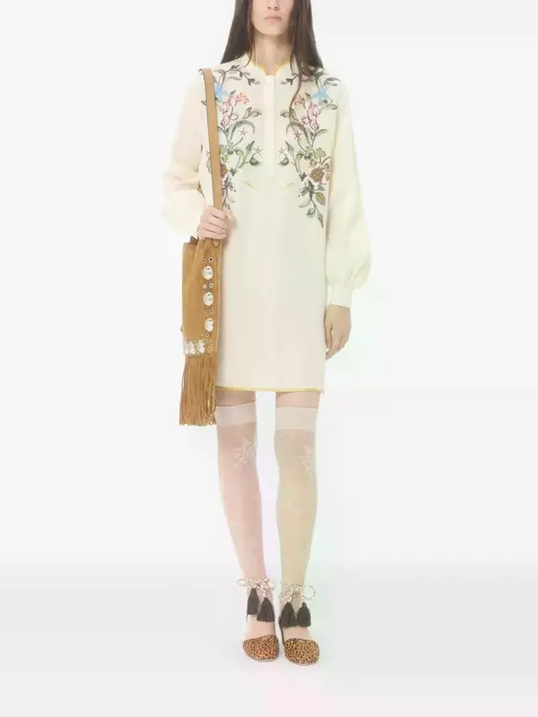 Valentino Garavani Floral-embroidered Linen Mini Dress - Neutrals |  Editorialist