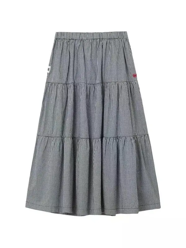 CHOCOOLATE Tiered Gingham-pattern Skirt