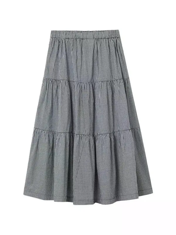 CHOCOOLATE Tiered Gingham-pattern Skirt