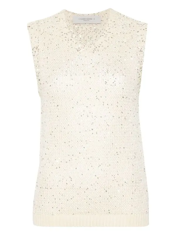 GOLDEN GOOSE Melyssa Top With Sequins - Ivory