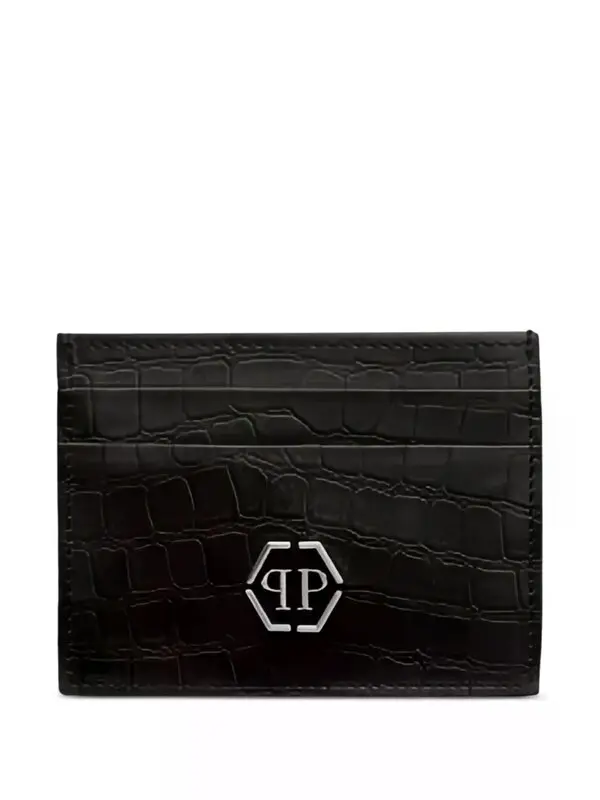 Philipp Plein Crocodile-effect Card Holder - Black