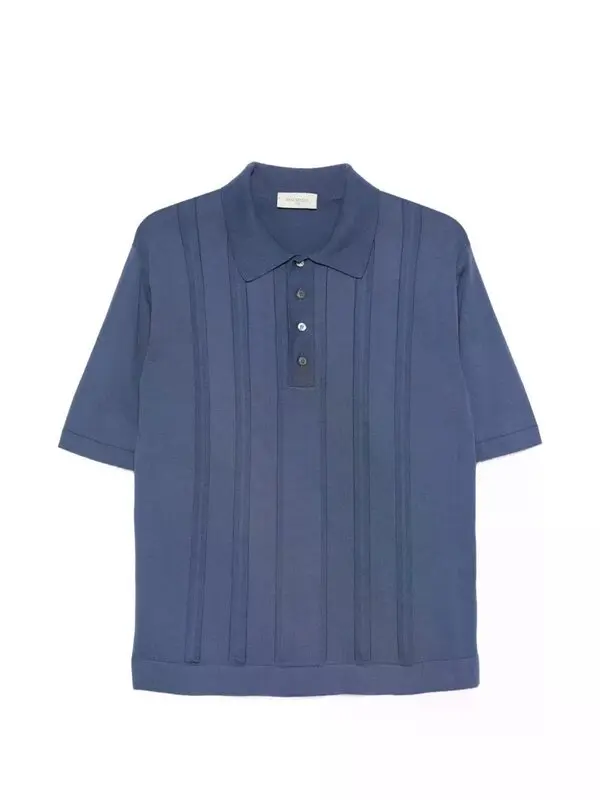 PIACENZA CASHMERE 1733 Buttoned Panelled Polo Shirt - Blue