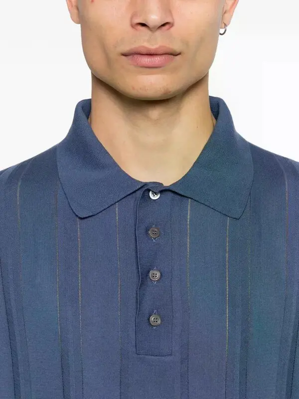 PIACENZA CASHMERE 1733 Buttoned Panelled Polo Shirt - Blue