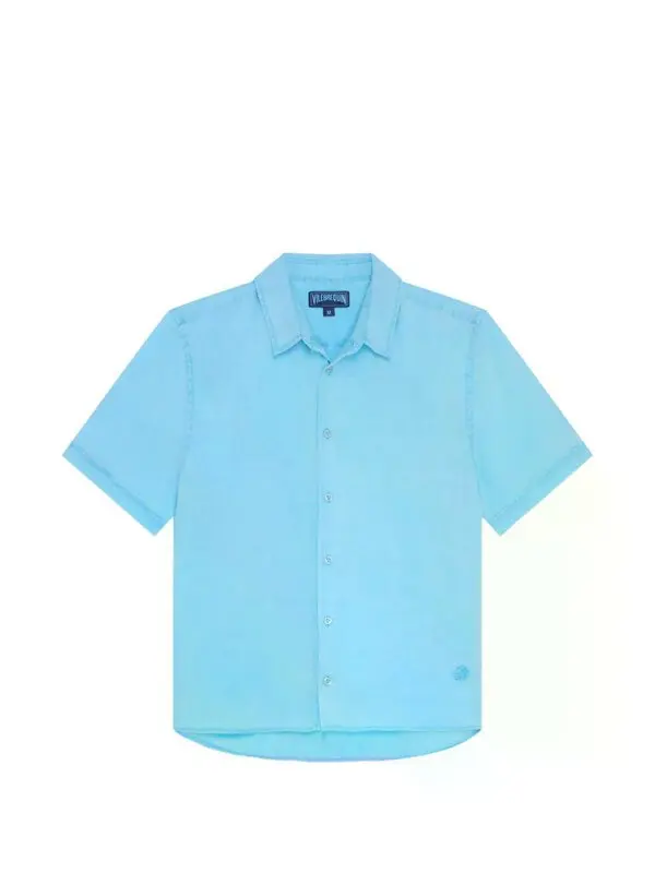 Vilebrequin Turtle-embroidered Short-sleeve Shirt - Blue