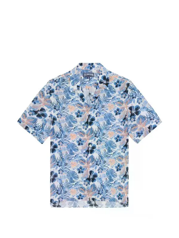 Vilebrequin Floral-print Short-sleeve Shirt - Blue