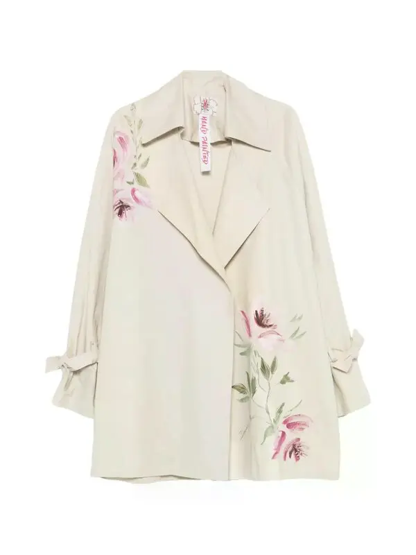 BYE Floral-print Tie-cuff Coat