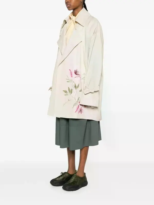 BYE Floral-print Tie-cuff Coat