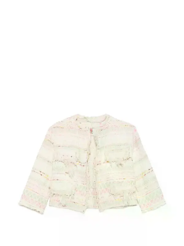 BYE Patterned Jacket With Frayed Detail