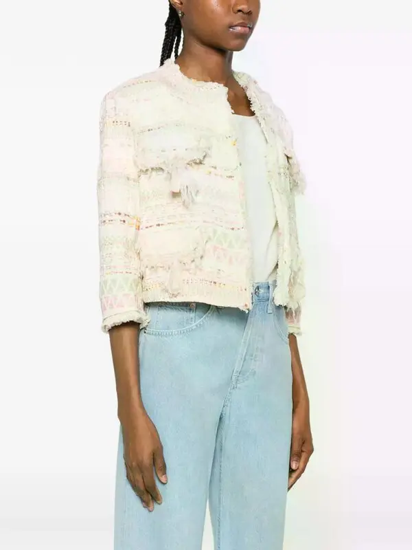 BYE Patterned Jacket With Frayed Detail