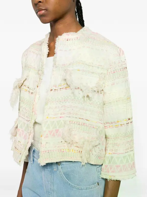 BYE Patterned Jacket With Frayed Detail