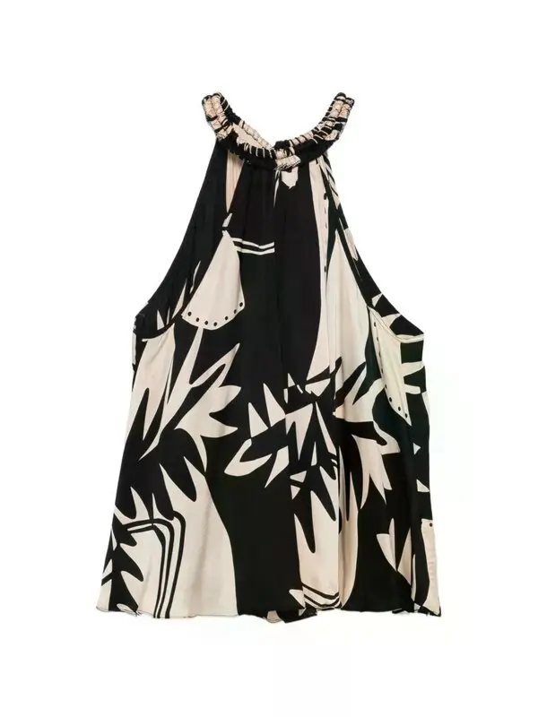 Poupette St Barth Flora-print Halterneck Top - Black