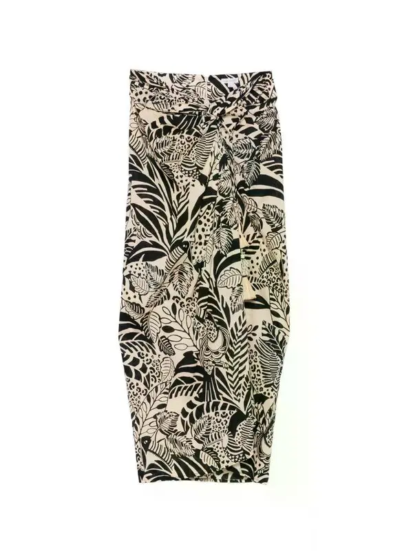 Poupette St Barth Uma Animal-print Midi Skirt - Neutrals