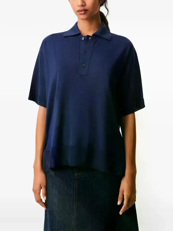 AMI Paris De Coeur Wool & Silk Knit Polo Shirt