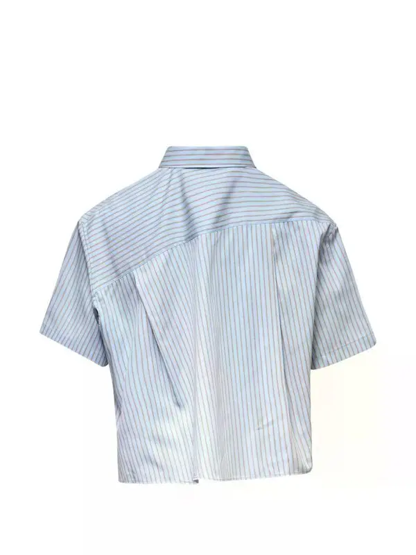 RE CODE Asymmetrical Striped Cropped Shirt