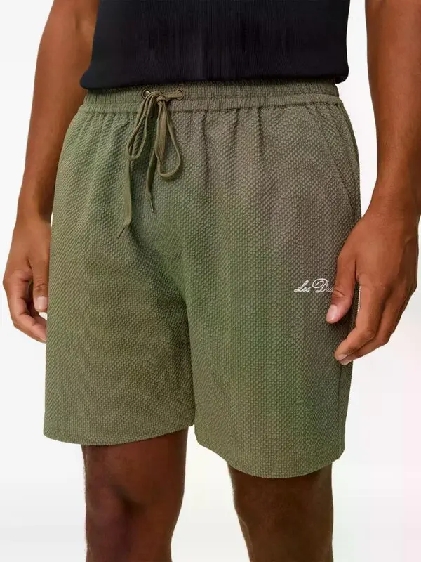 LES DEUX Seersucker Drawstring Shorts