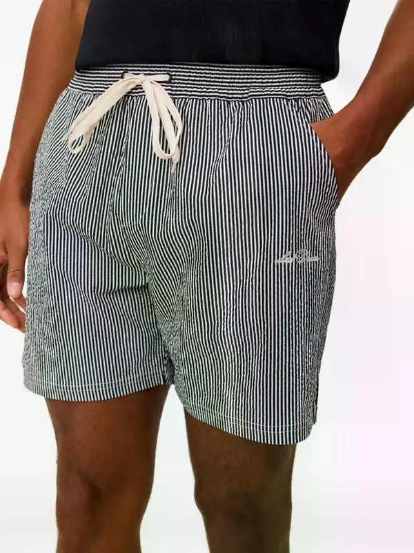 LES DEUX Seersucker Drawstring Shorts