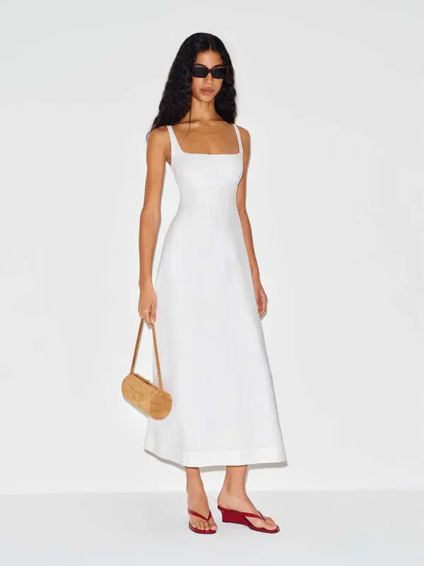 REFORMATION Sabine Linen Maxi Dress - Ivory