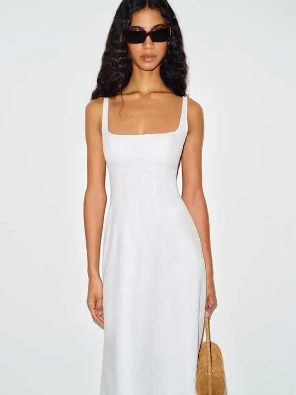 REFORMATION Sabine Linen Maxi Dress - Ivory