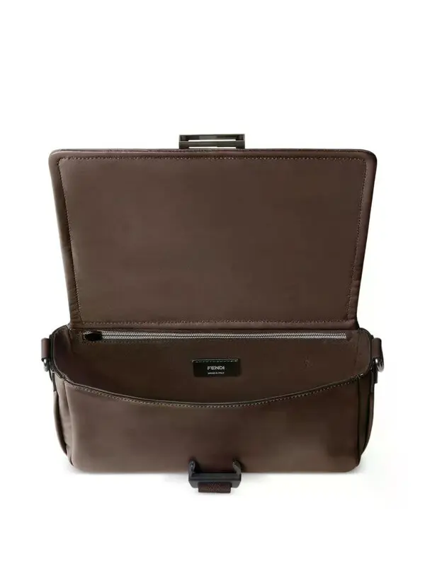 Fendi Flux Leather Messenger Bag - Brown