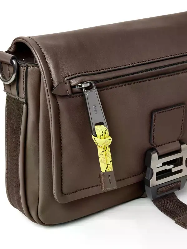 Fendi Flux Leather Messenger Bag - Brown