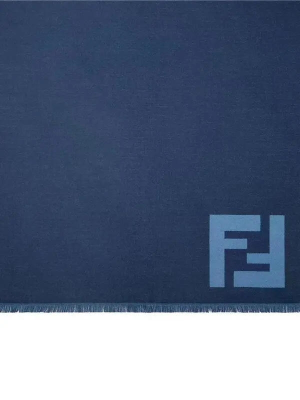 Fendi Logo-detail Scarf - Blue
