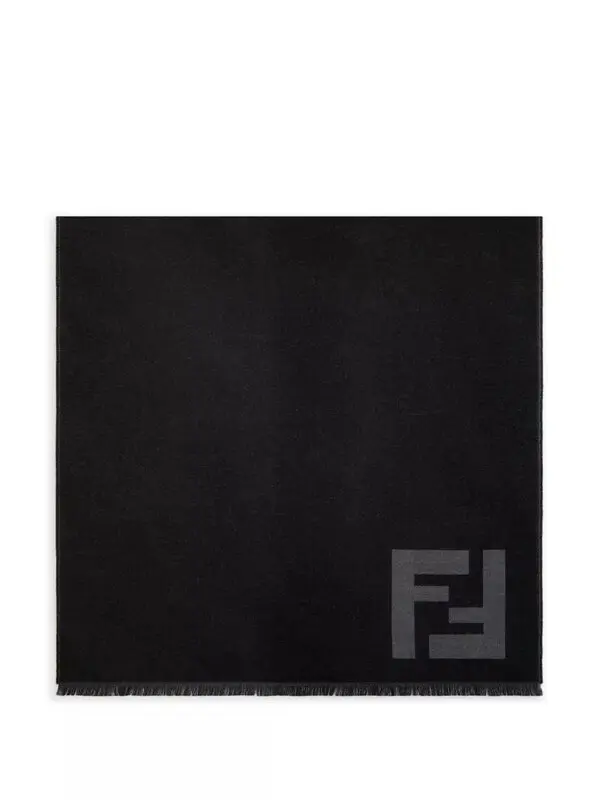 Fendi Logo-detail Fringed Scarf - Black