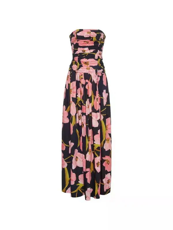 Cara Cara Montreal Floral-print Strapless Dress - Black