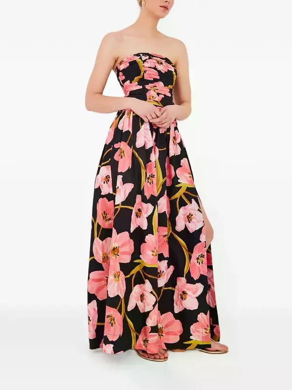 Cara Cara Montreal Floral-print Strapless Dress - Black