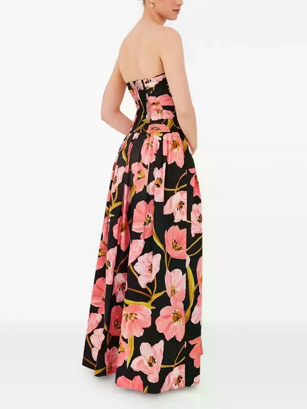 Cara Cara Montreal Floral-print Strapless Dress - Black