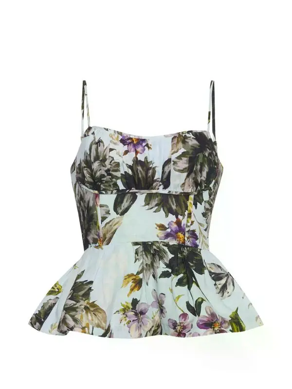 Cara Cara Alba Floral-print Peplum Top - Blue