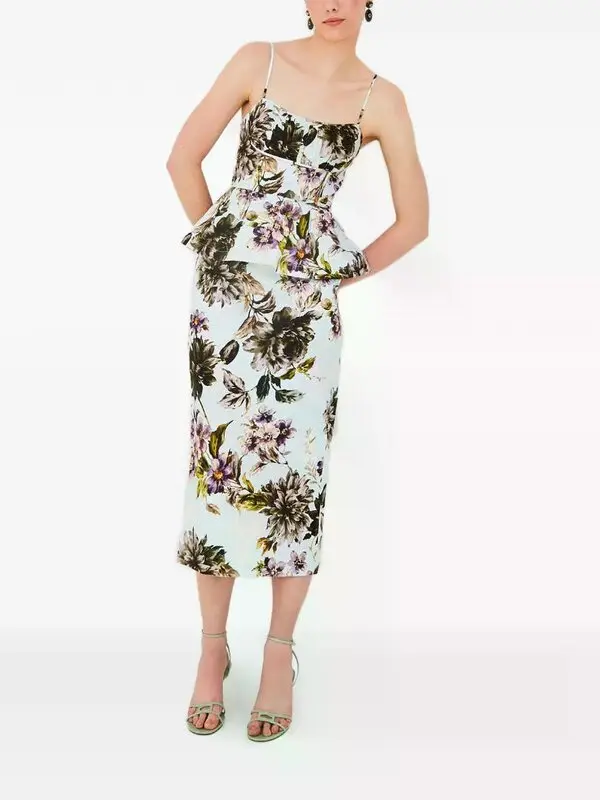Cara Cara Alba Floral-print Peplum Top - Blue