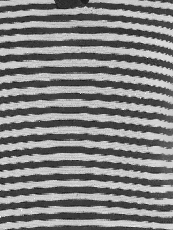 Bruno Manetti Striped Collared T-shirt - Grey