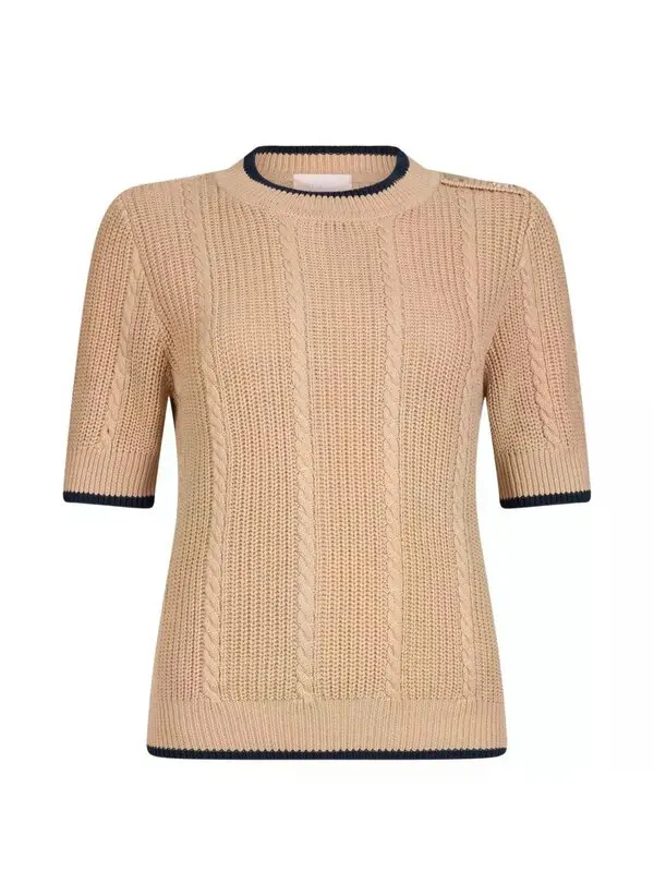 Liu Jo Short-sleeve Cable Knit Sweater