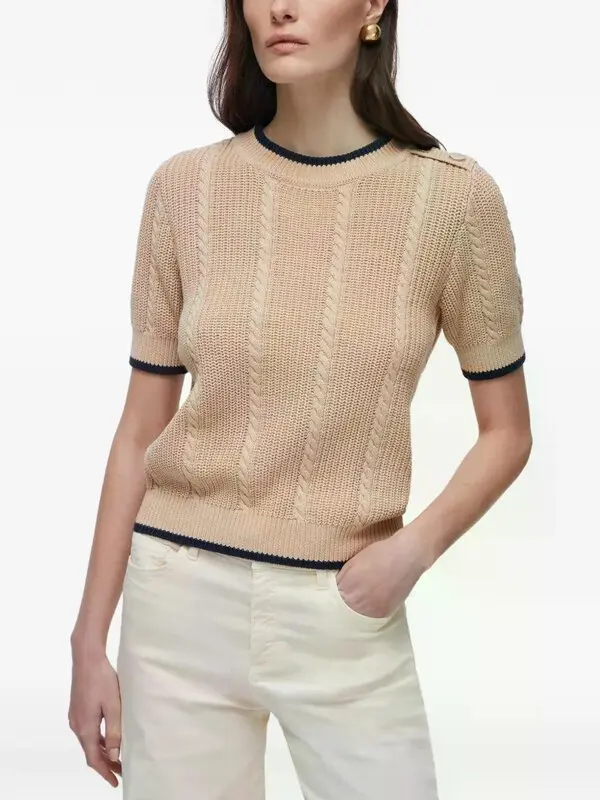 Liu Jo Short-sleeve Cable Knit Sweater