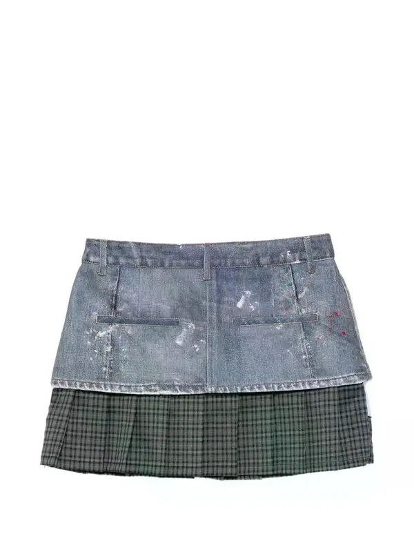 Andersson Bell Plaid Patchwork Denim Skirt