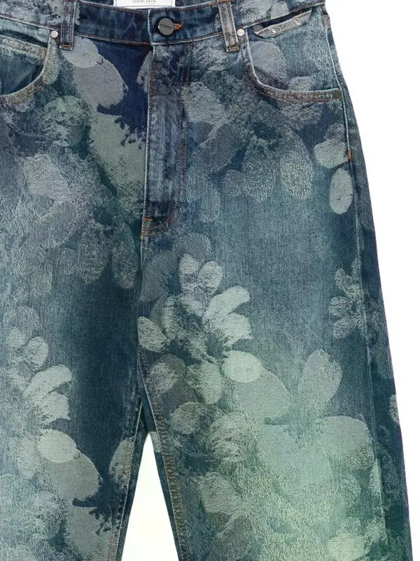 Iceberg Floral Print Straight Leg Jeans