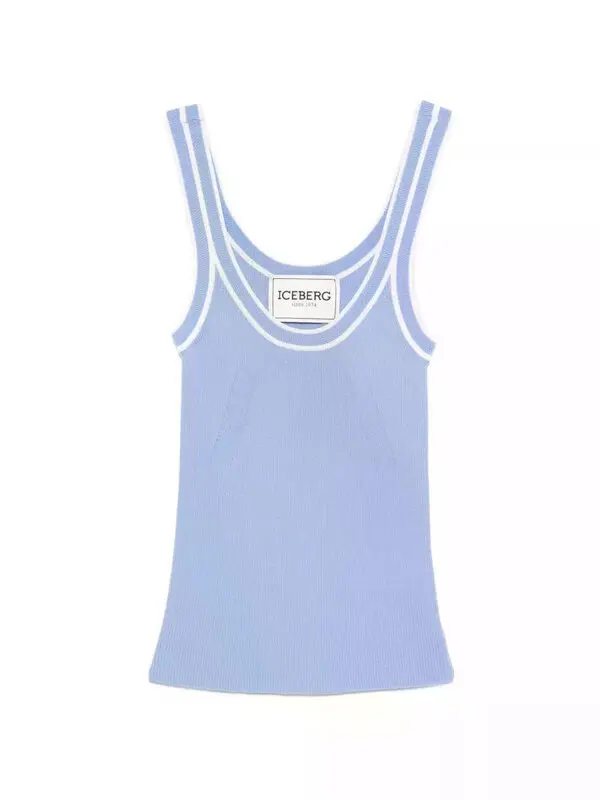 Iceberg Ribbed Trim Knit Top - Blue