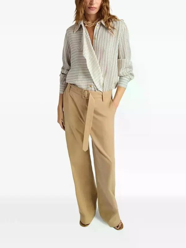 Momoni Belted Straight Leg Trousers - Neutrals