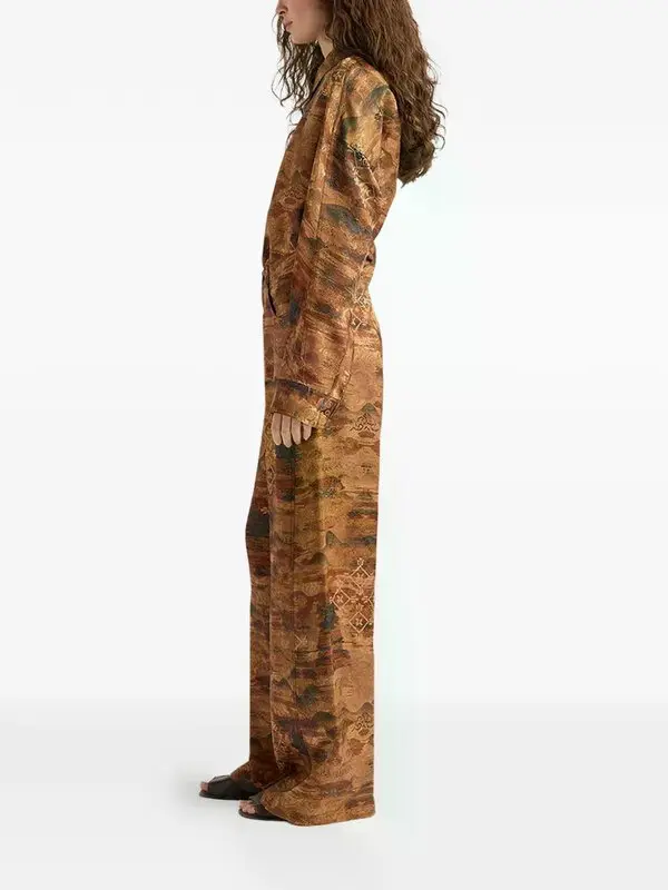 Momoni Aguila Printed Jacquard Flared Trousers