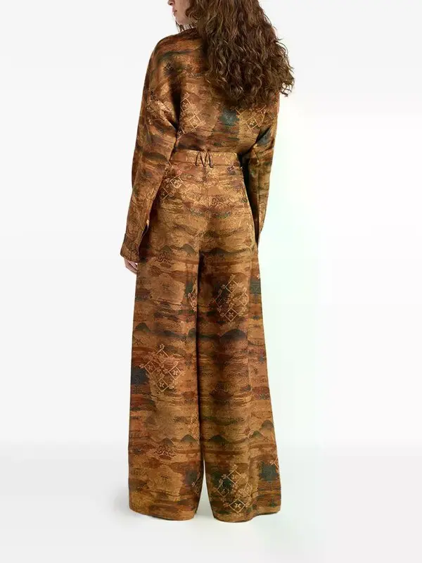 Momoni Aguila Printed Jacquard Flared Trousers