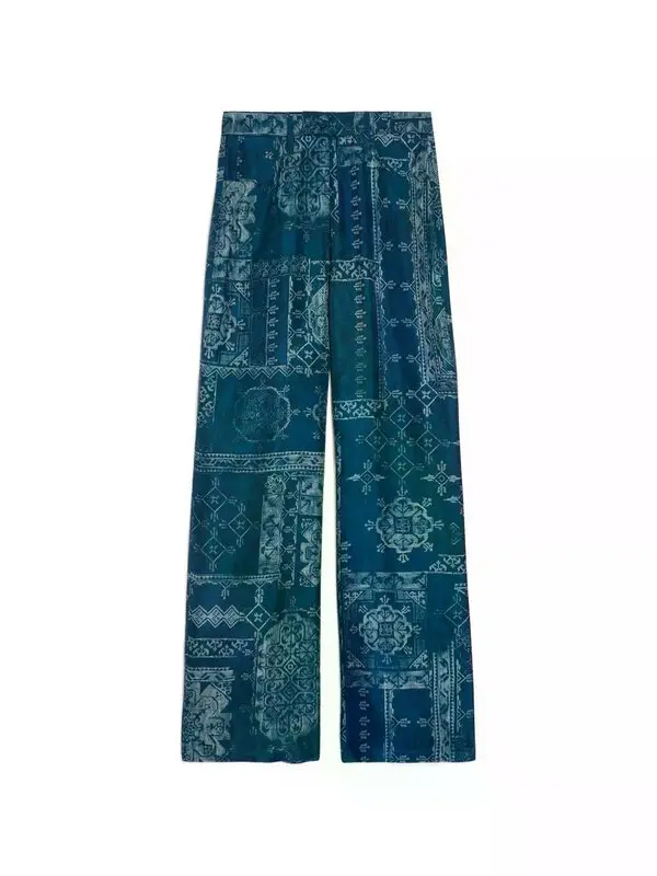 Momoni Printed Straight Trousers - Blue