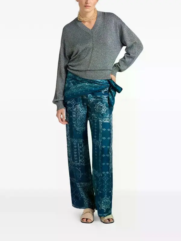 Momoni Printed Straight Trousers - Blue
